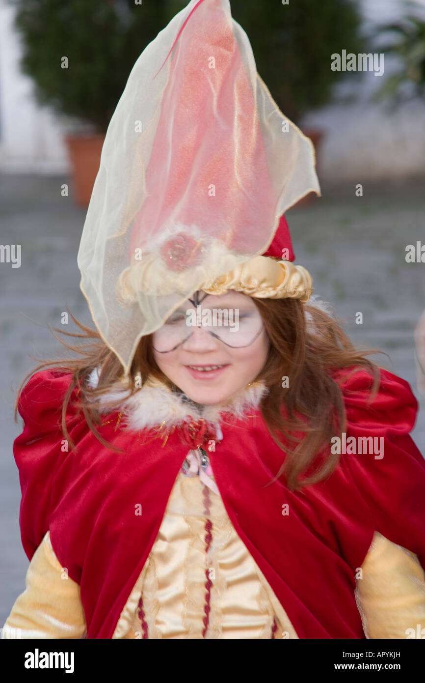 Young girl in costumes at the carnival, in Campo Santa Maria Formosa ...