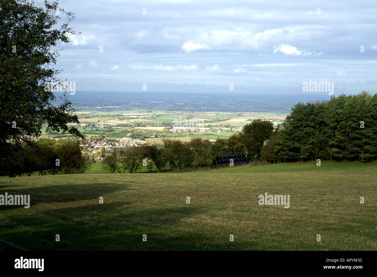 Vale of Evesham from Fish Hill Cotswolds Worcestershire England Stock ...