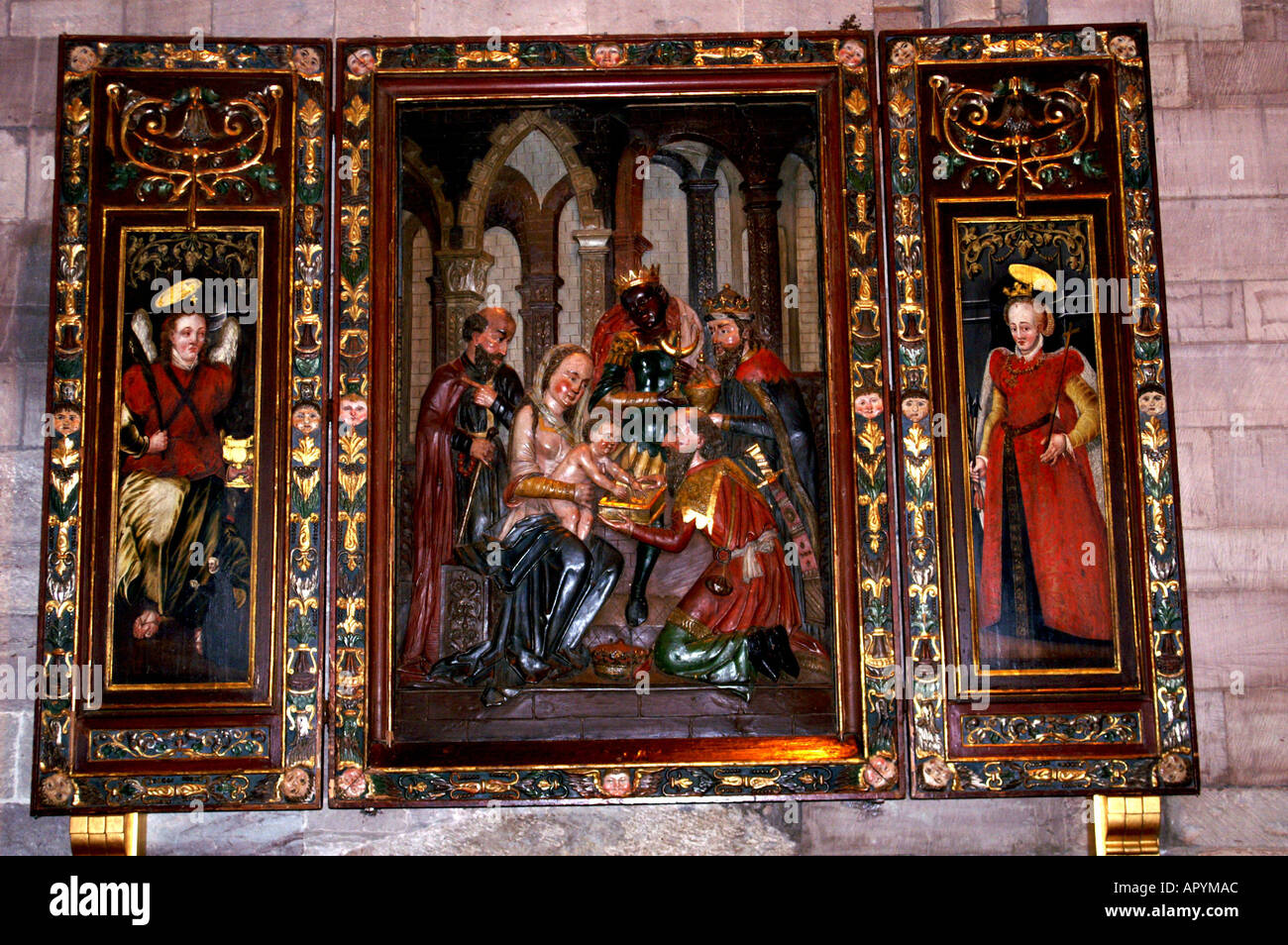 Tryptich - adoration of the Magi Saint Stock Photo - Alamy
