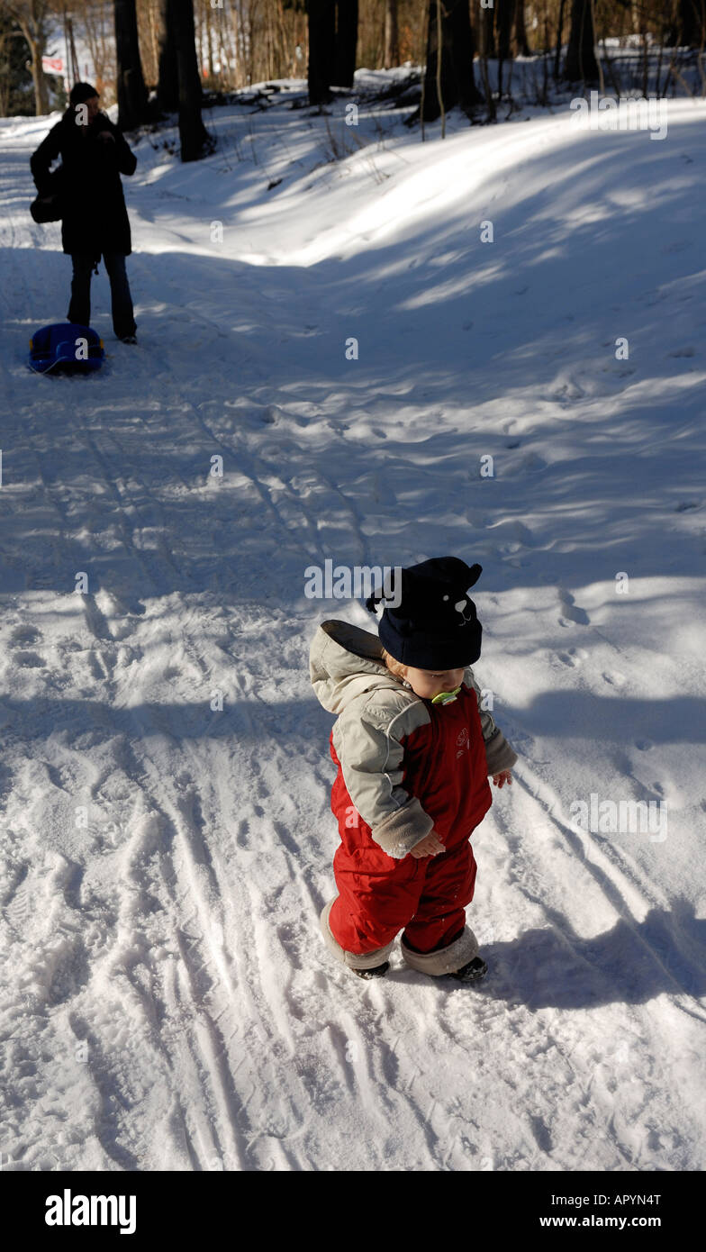 Baby boy winter snow Stock Photo - Alamy