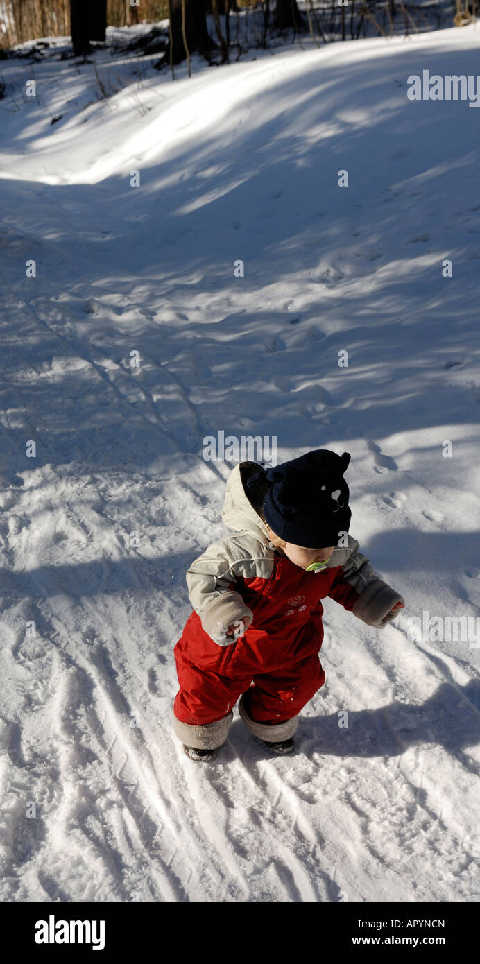 Baby boy winter snow Stock Photo - Alamy