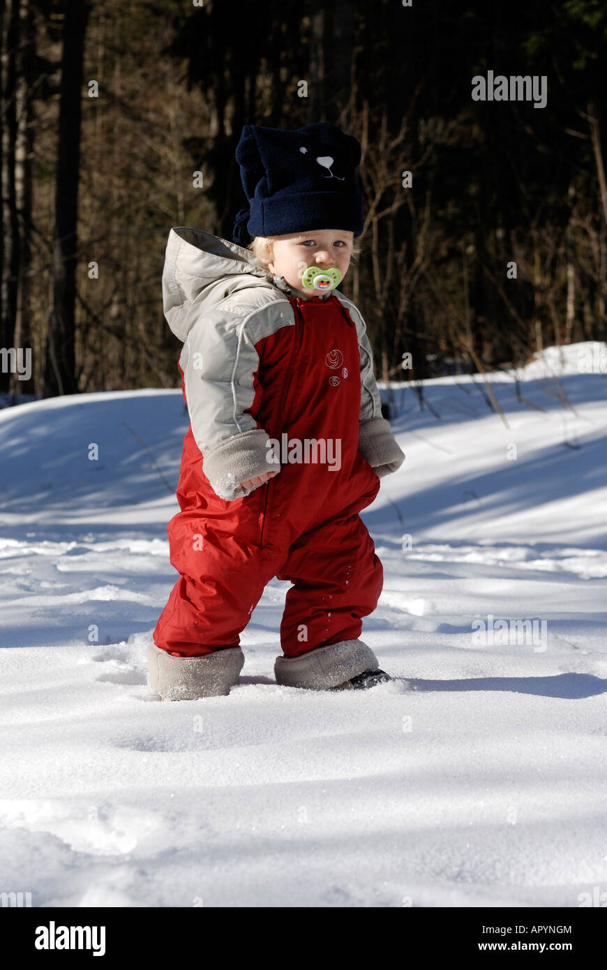 Baby boy winter snow Stock Photo - Alamy