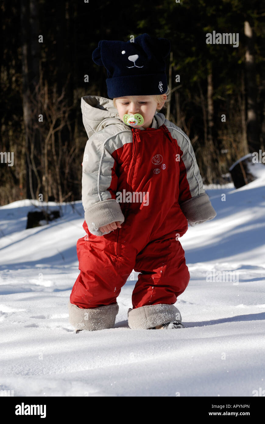 Baby boy winter snow Stock Photo - Alamy