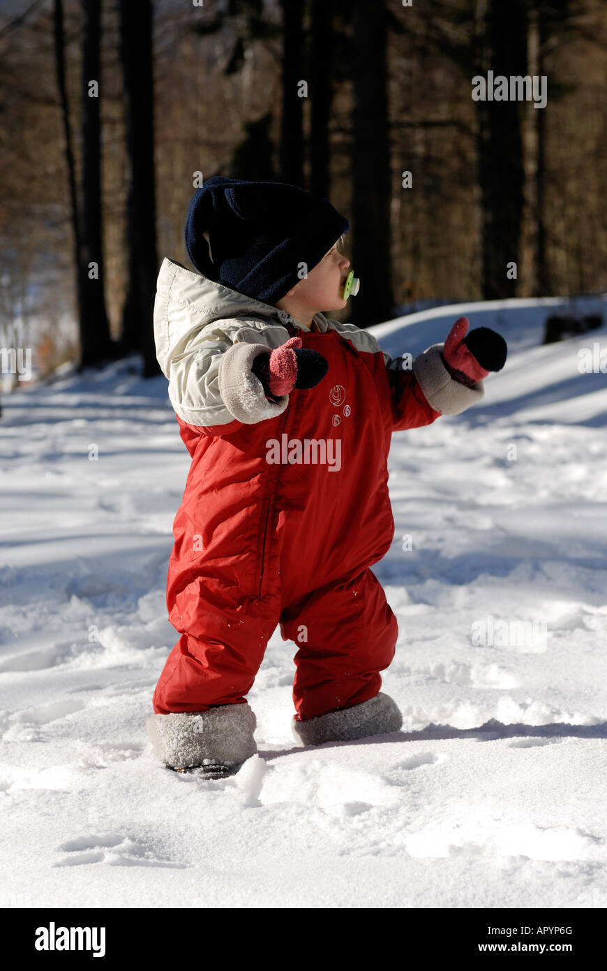 Baby boy winter snow Stock Photo - Alamy