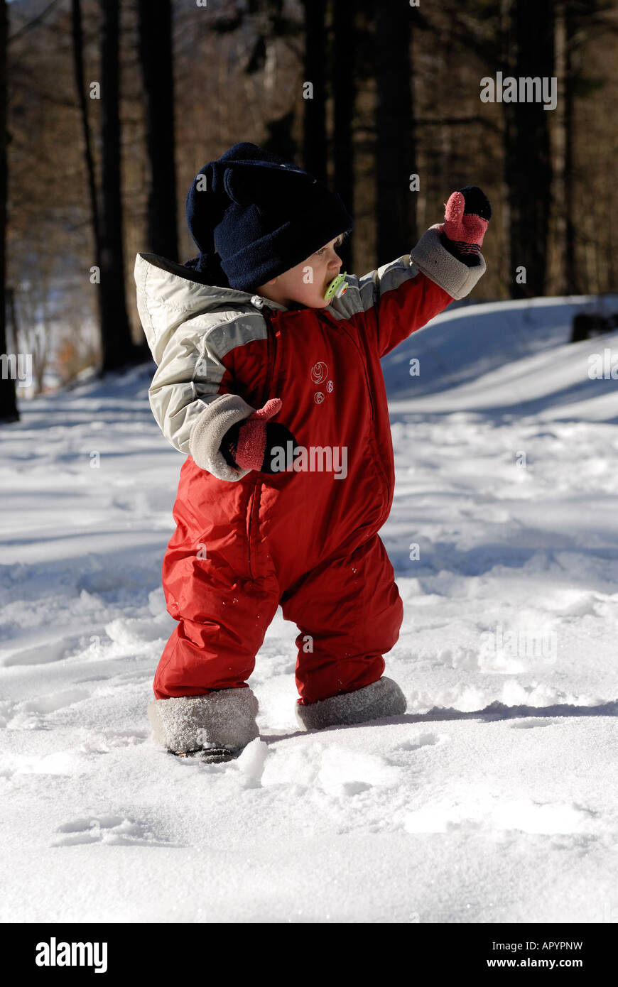 Baby boy winter snow Stock Photo - Alamy