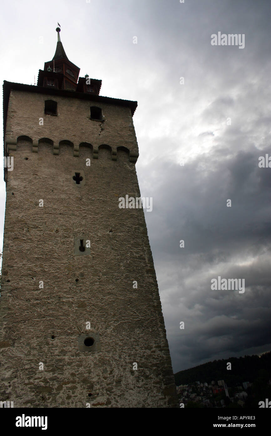Watchtower on the historical Musegg Wall Lucerne Switzerland Stock ...
