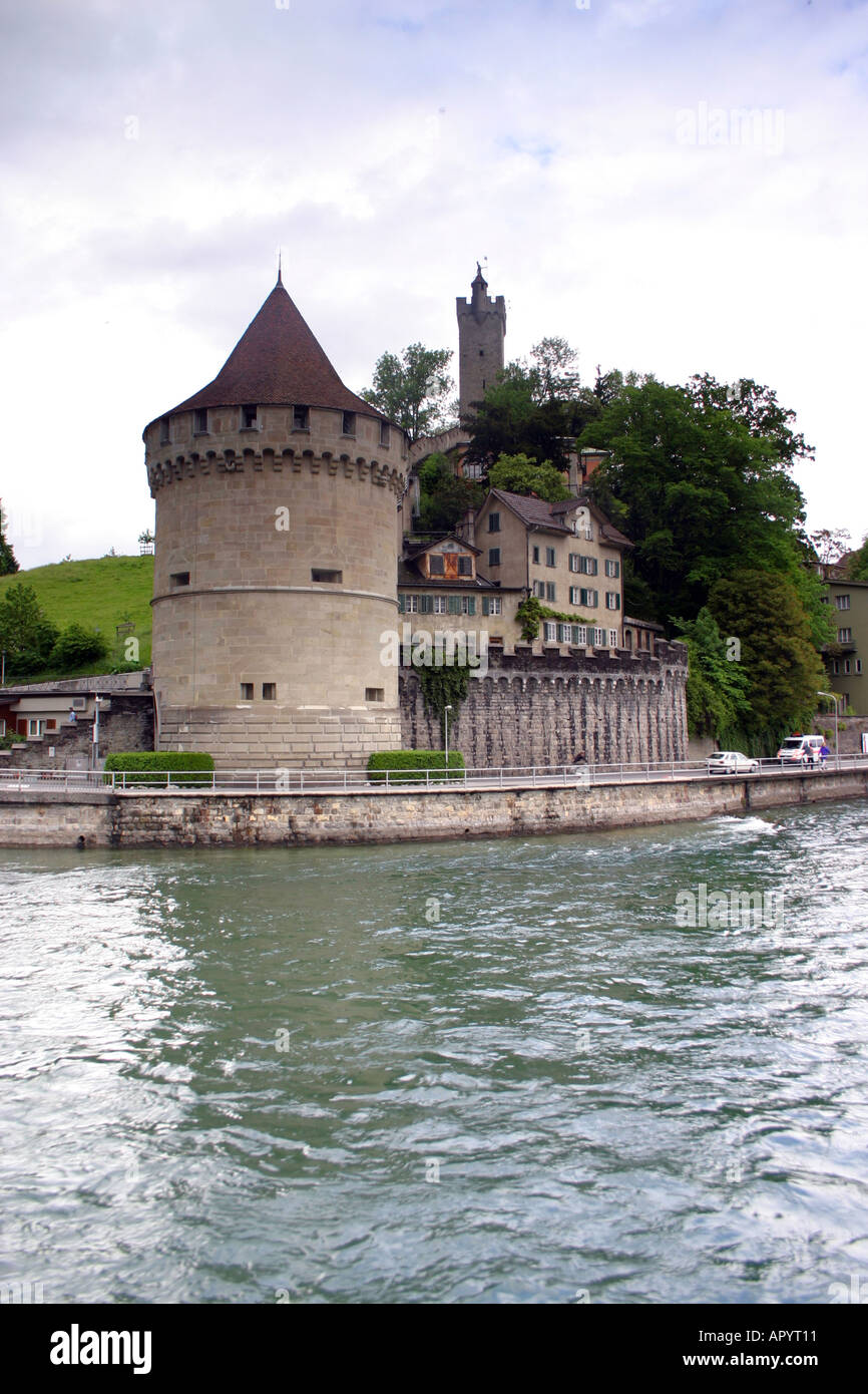 Watchtower on the historical Musegg Wall Lucerne Switzerland Stock ...
