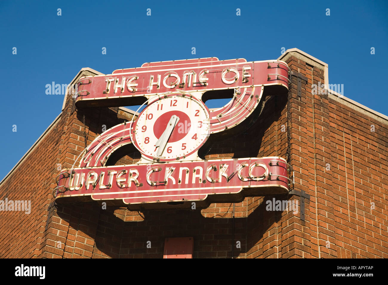 ILLINOIS Dixon Clock and sign for Walter C Knack company on exterior of ...