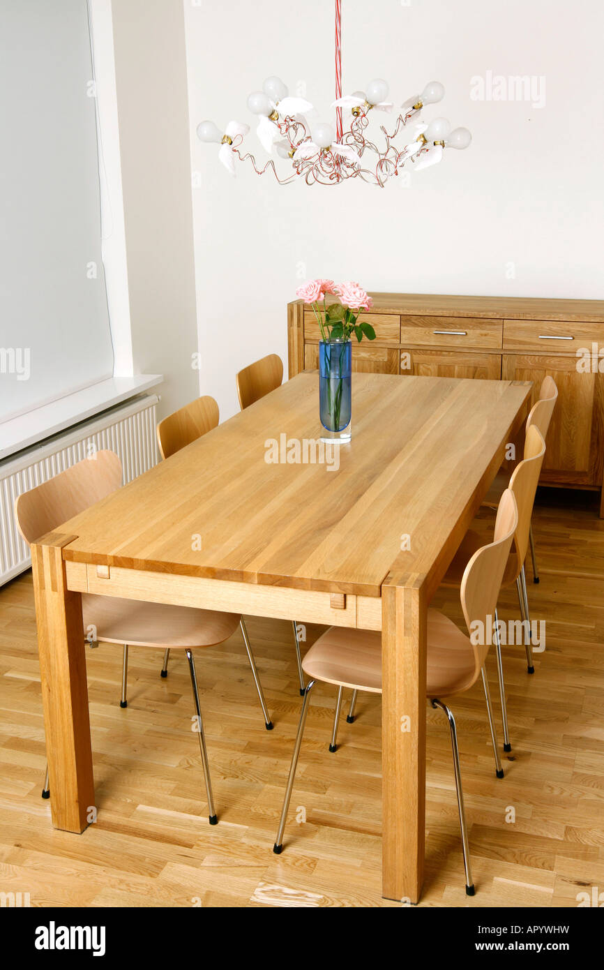 New and trendy dining room with modern furniture Stock Photo - Alamy