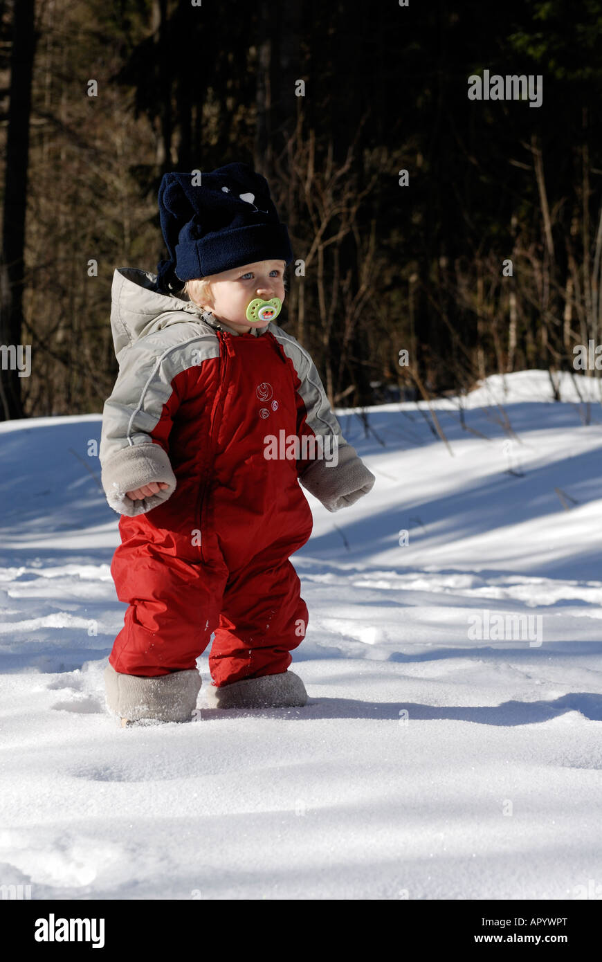 Baby boy winter snow Stock Photo - Alamy