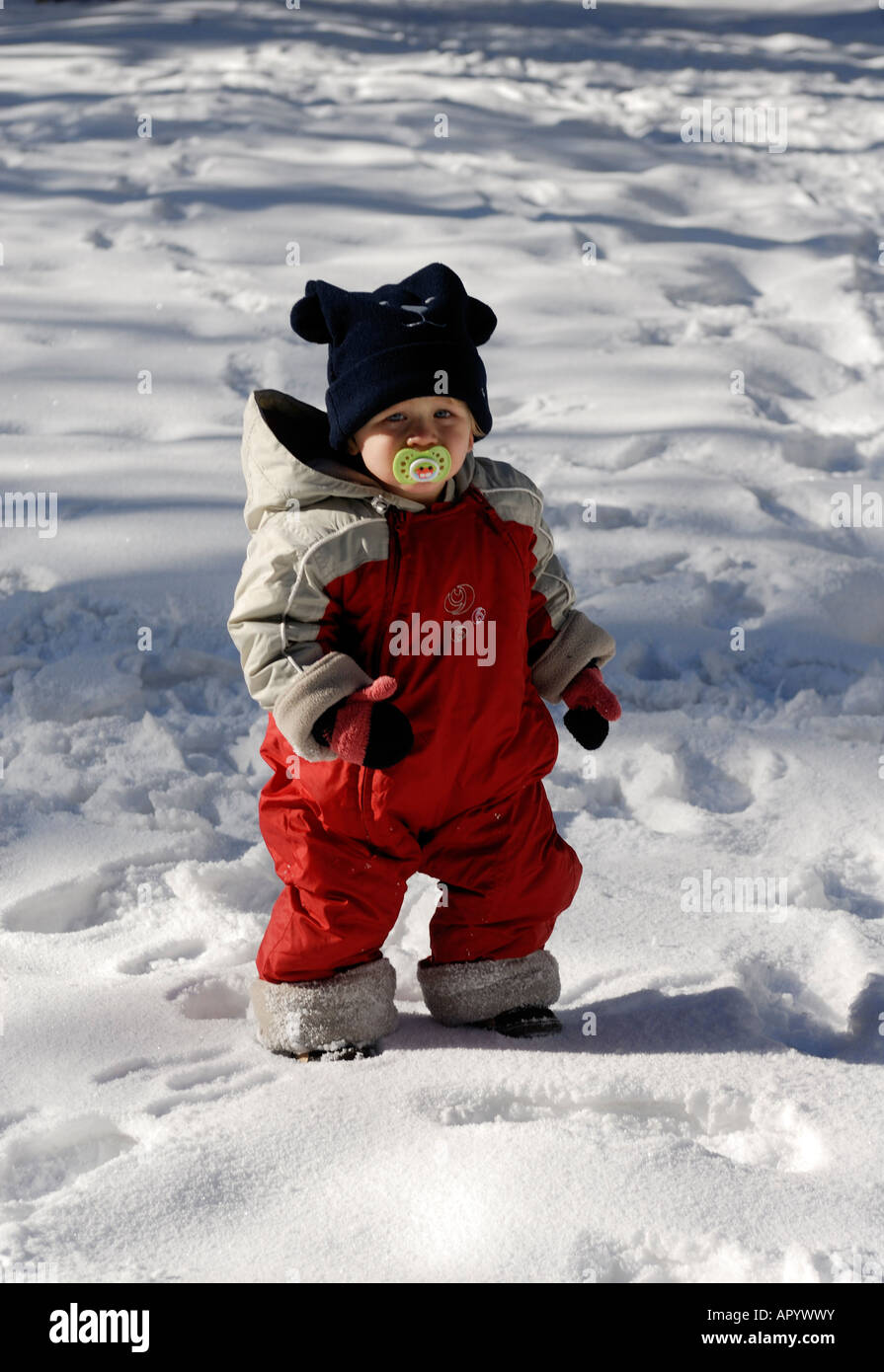 Baby boy winter snow Stock Photo - Alamy
