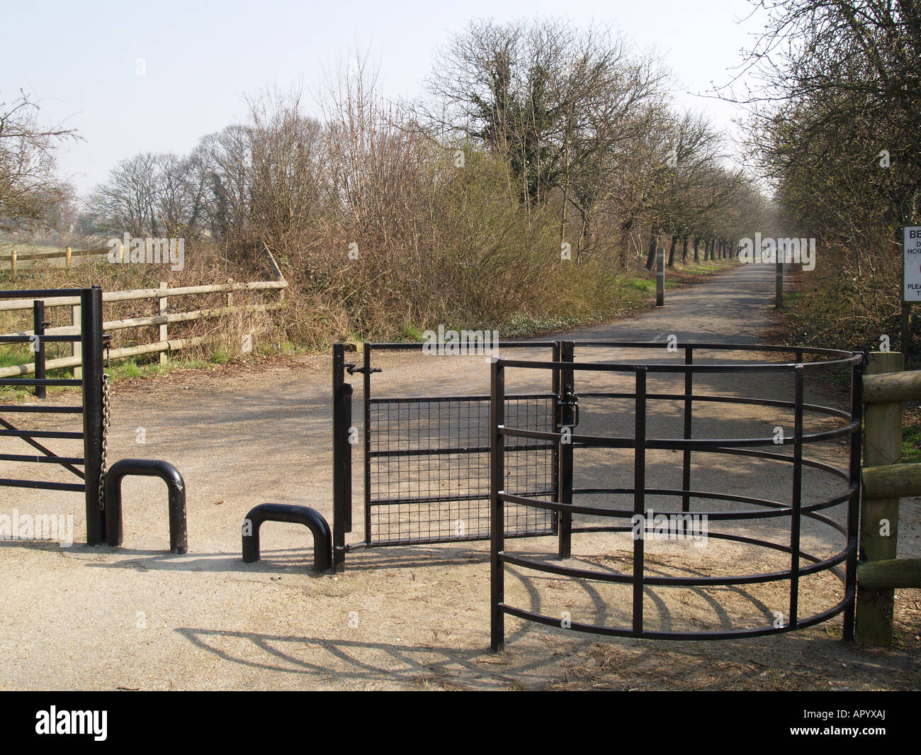 country park entrance path trees pedestrian Stock Photo - Alamy