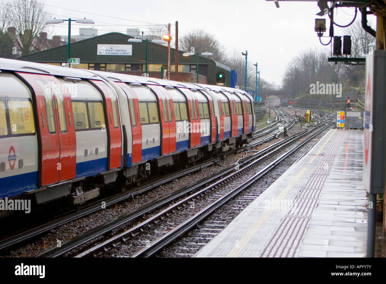 Northern Line train to High Barnet stops at Northbound platform 2 of ...