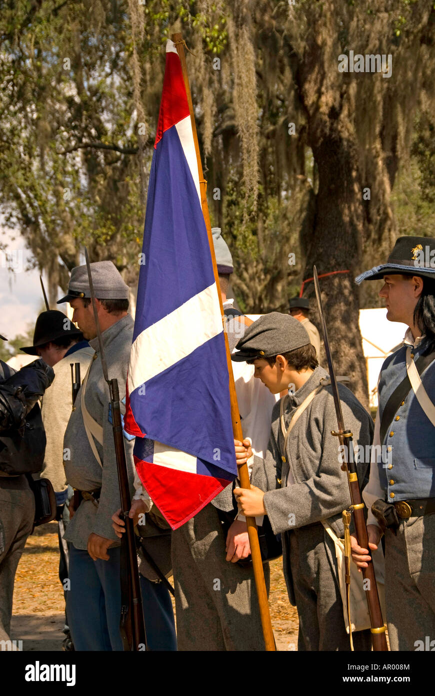 Troop line with flat at Civil War Re enactment Stock Photo - Alamy