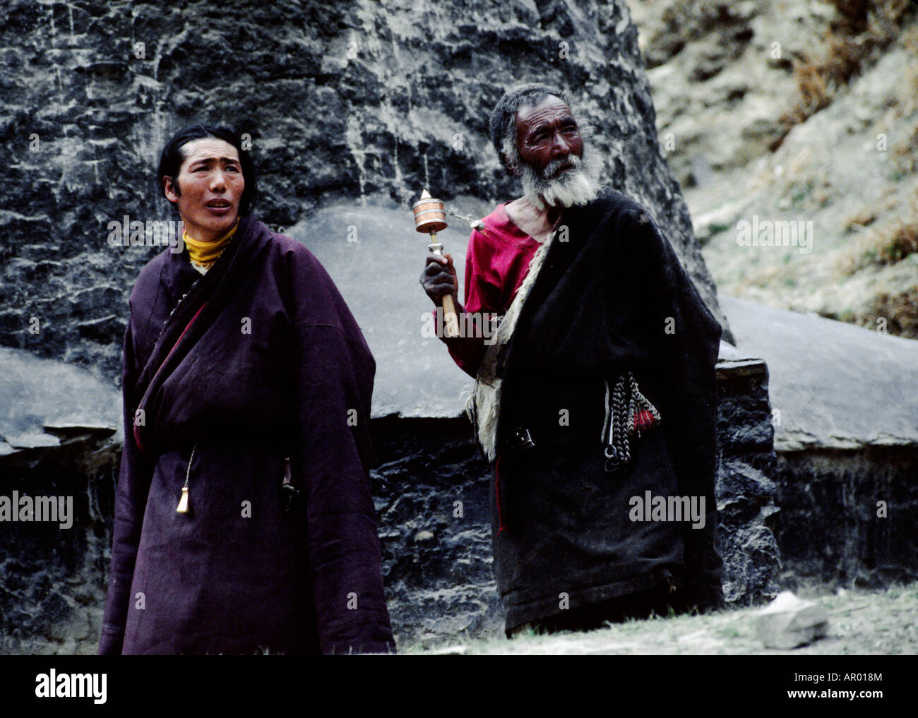 PILGRIMS circumambulate a STUPA at the TERDROM NUNNERY started by YESHE ...