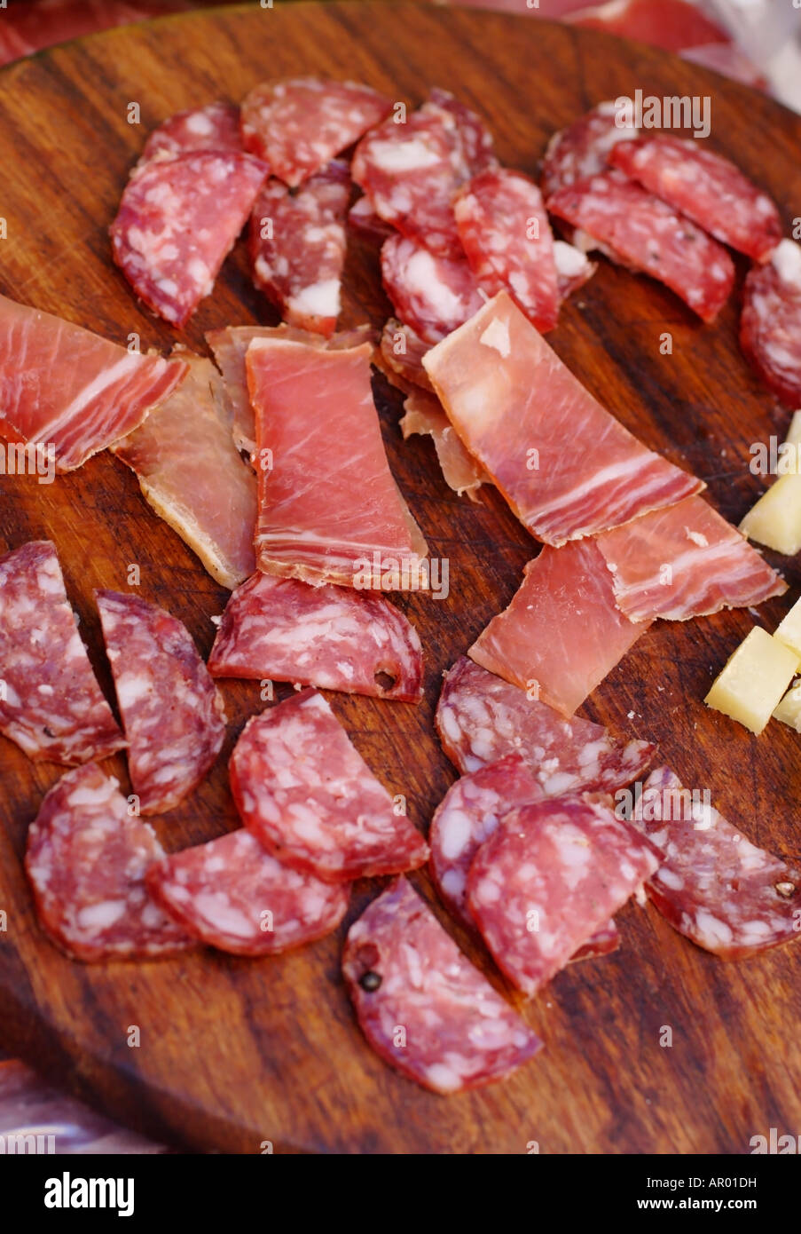 Slices of Italian dry sausages, Italy Stock Photo - Alamy
