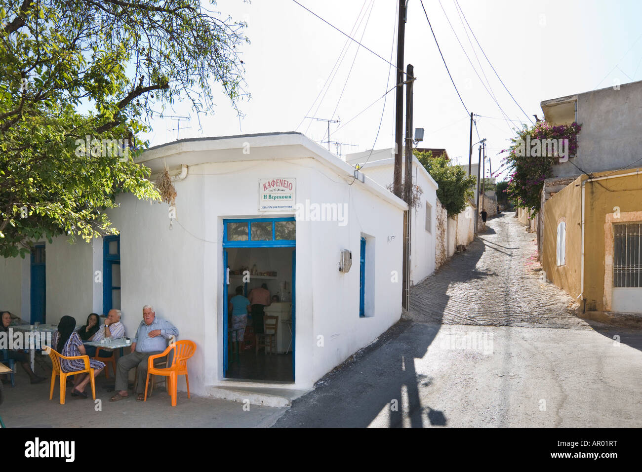 Traditional Cretan Kafenion in the village centre, Vrouhas, near ...