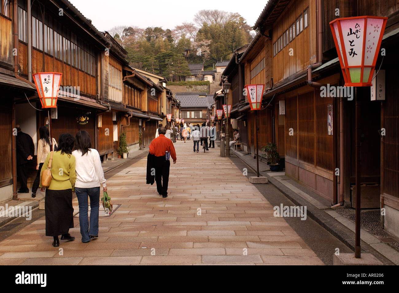 Preserved street of old samurai houses in Nagamachi District of ...