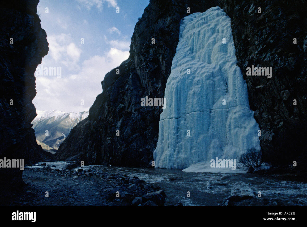 ICE FALL in the river gorge leading to the TERDROM NUNNERY CENTRAL ...