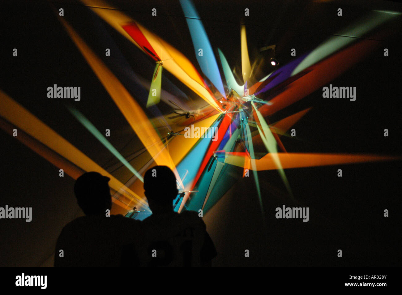 Boys view light installation by Stephen Knapp at The Butler Institute ...