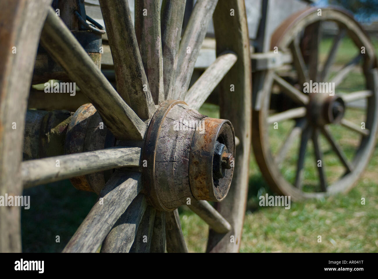 Rustic wagon wheel close up Stock Photo - Alamy