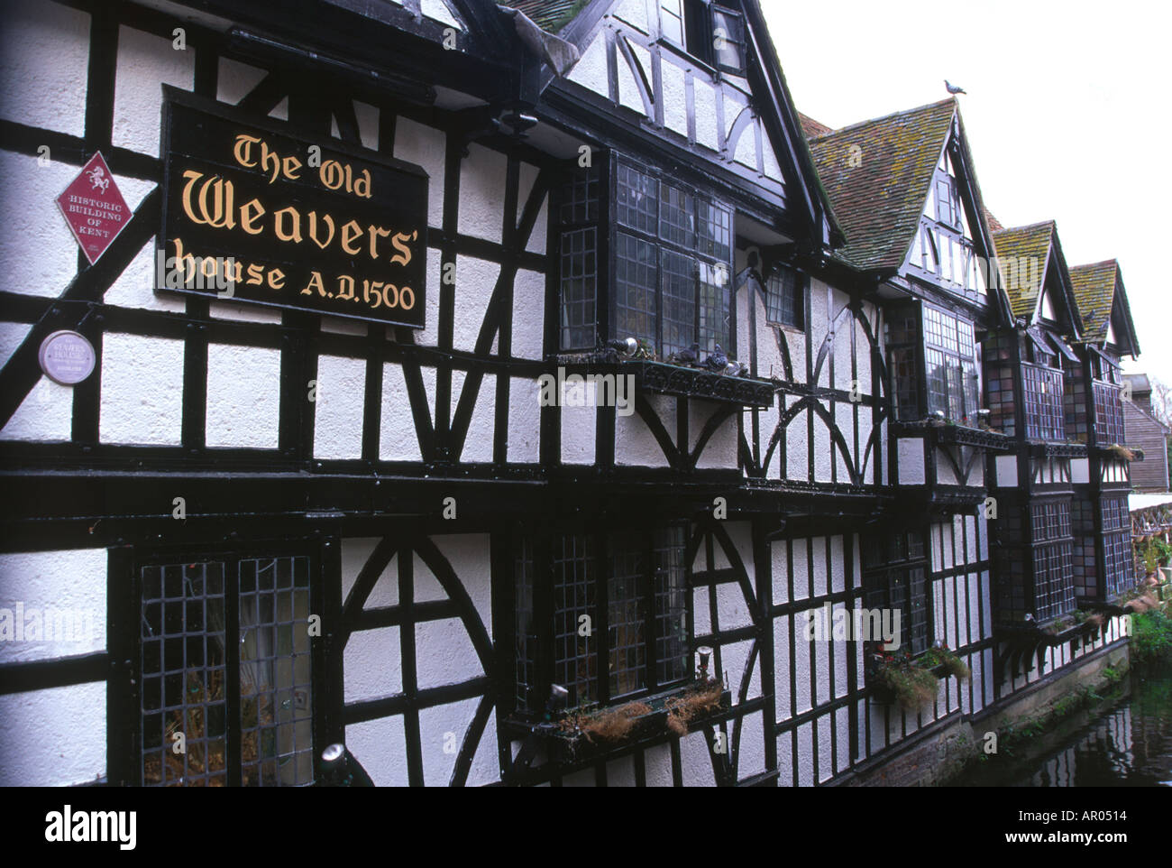 Old Weavers' house Timber framed tudor building Canterbury Kent England ...