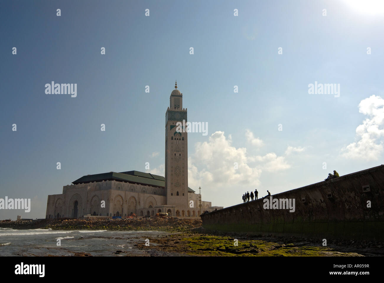 Ocean-side View of the Hassan II Mosque in Casablanca, Morocco Stock ...