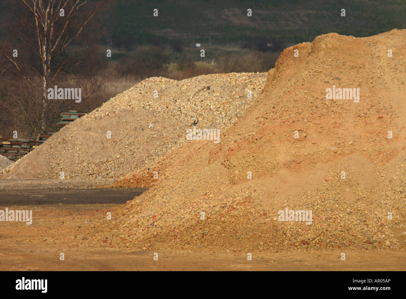 industrial mixed aggregates stock pile industry Stock Photo - Alamy