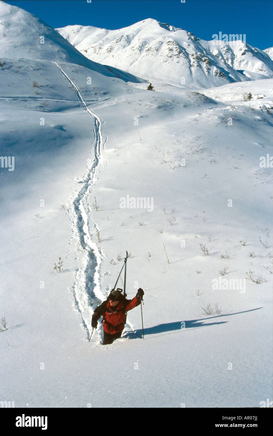 Skier Climbing Up Hill in Deep Snow Hatcher Pass SC AK Winter Scenic ...