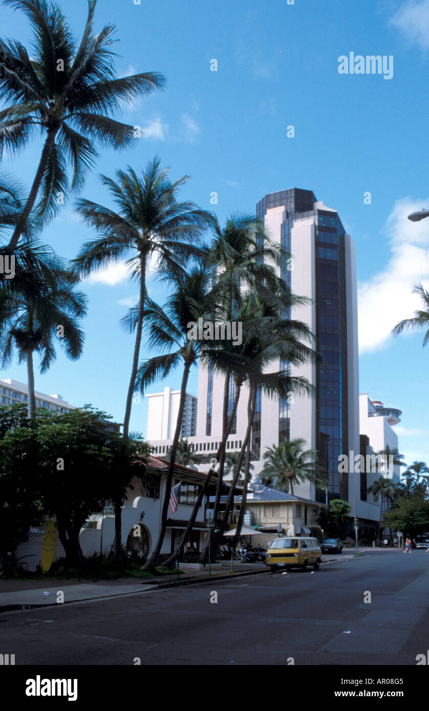 Street and skyscrapers in downtown Honolulu Oahu Hawaii USA Stock Photo ...