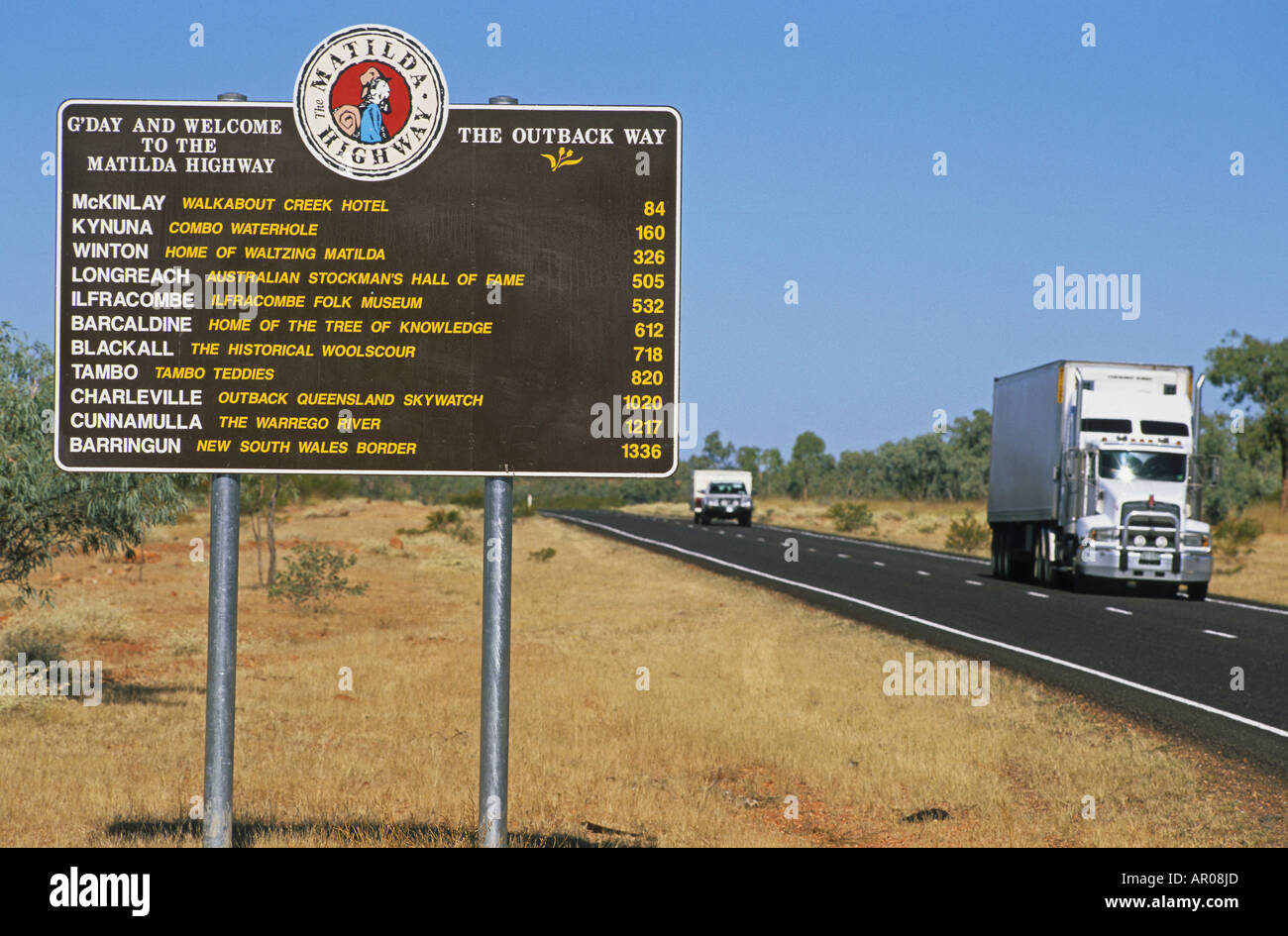Matilda Highway touring sign, Australien, Queensland, Maltilday Highway ...