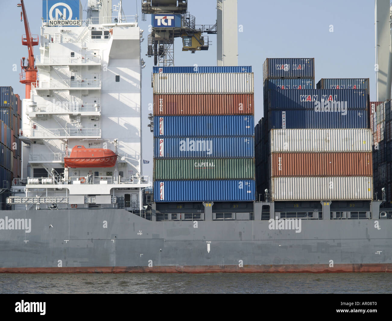 Container-ship in the harbor, Hamburg, Germany Stock Photo - Alamy