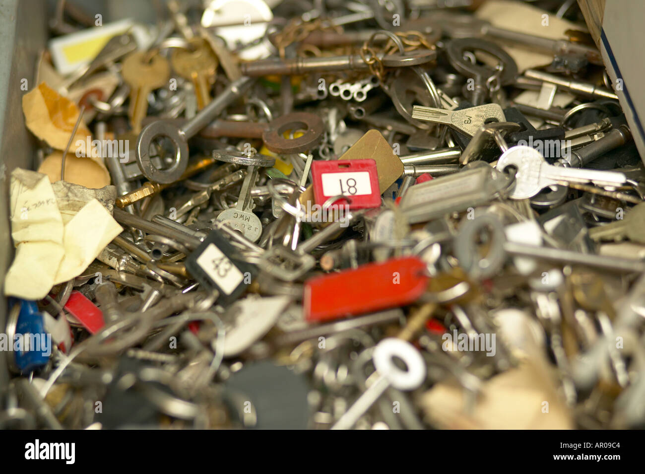 pile of old keys in a box Stock Photo - Alamy