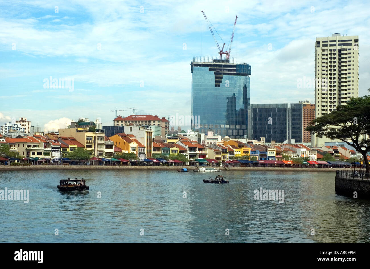Riverside shops in the old town Boat Quay area of Singapore Stock Photo ...