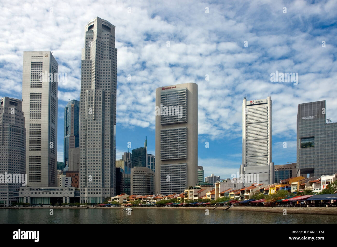 Commercial office towers in the old town Boat Quay area of Singapore ...