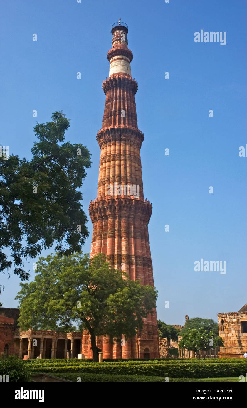 Red Sandstone Tower of Victory, Qutab Minar, Delhi, India Stock Photo ...