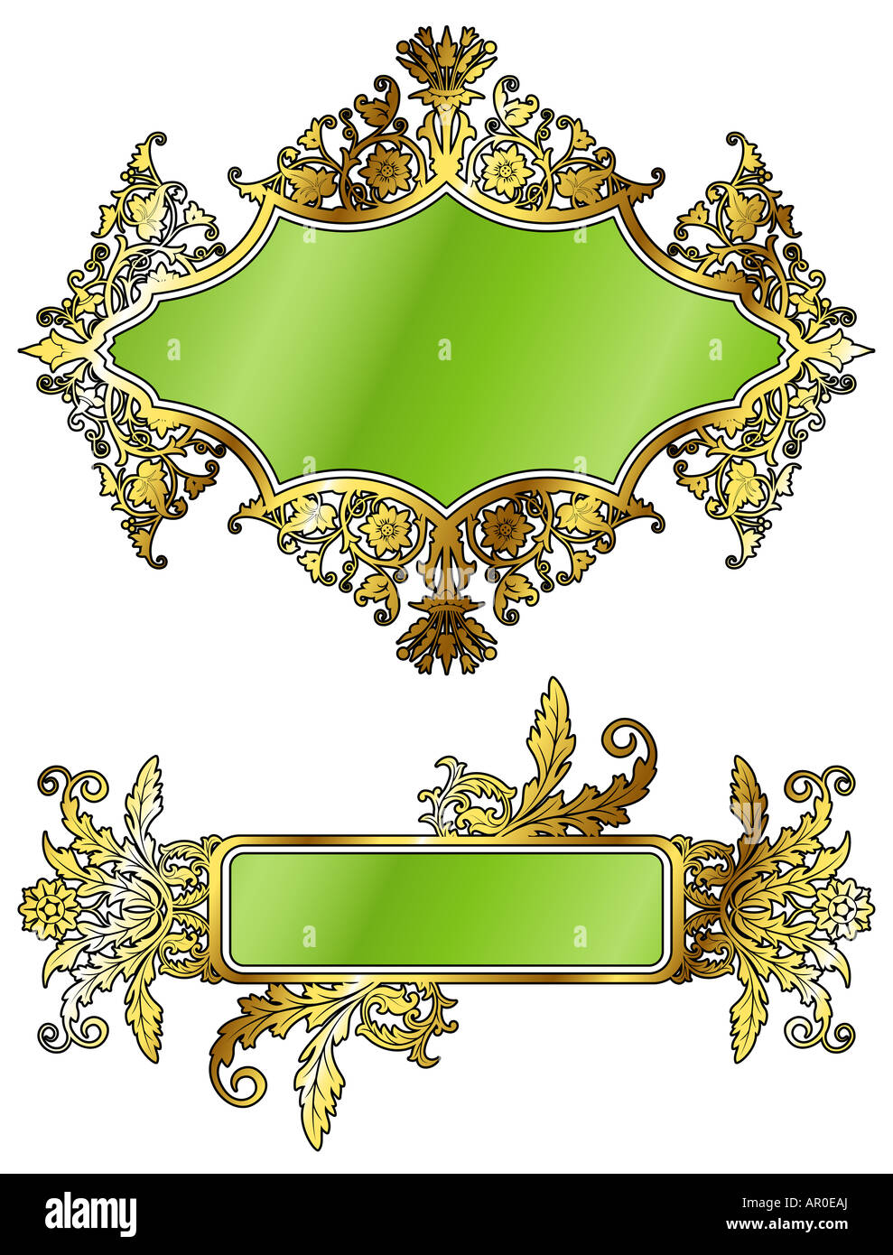 Set flower gold frame Stock Photo - Alamy