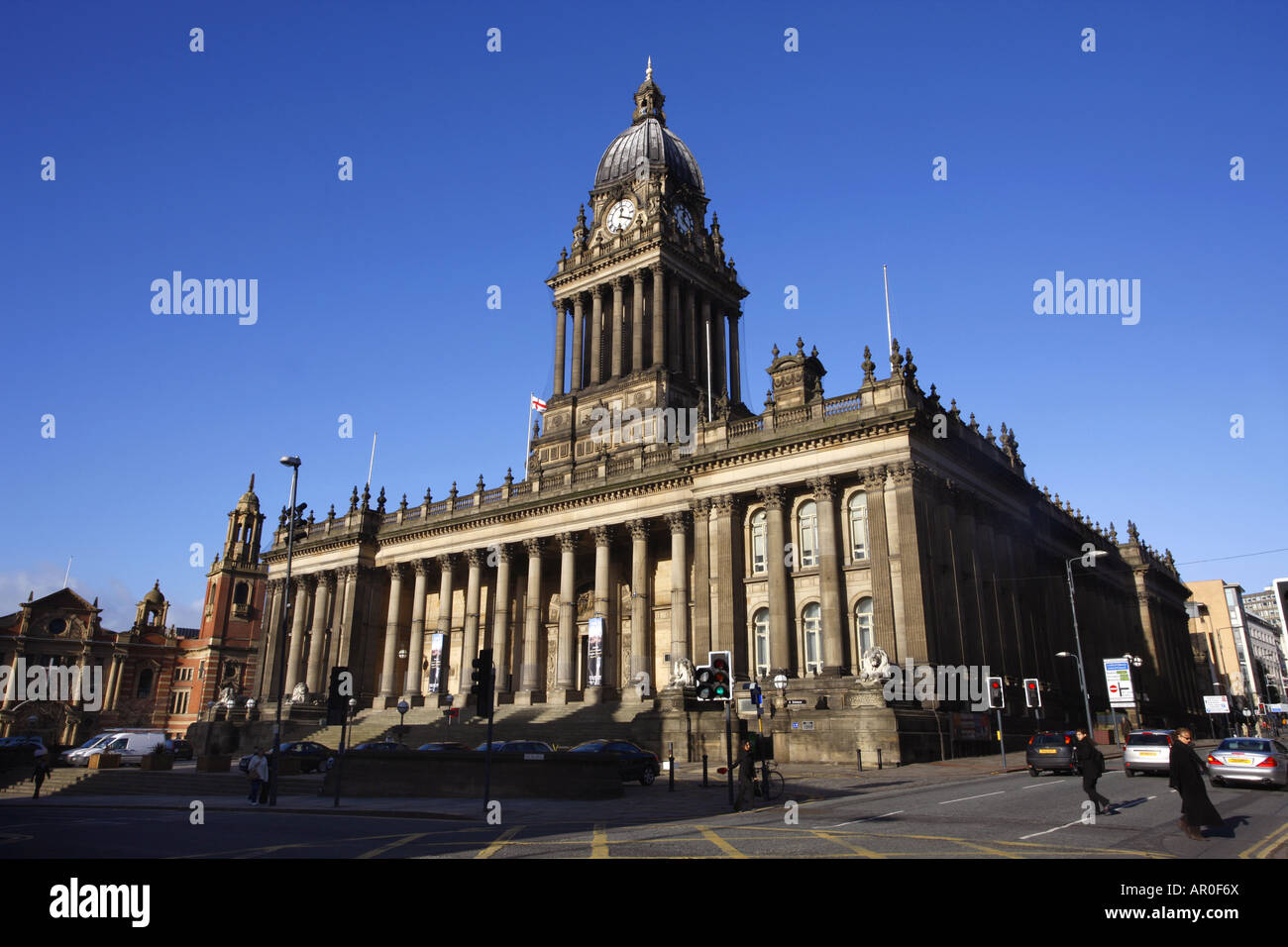 flag of saint george flying from leeds town hall built in 1858 designed ...