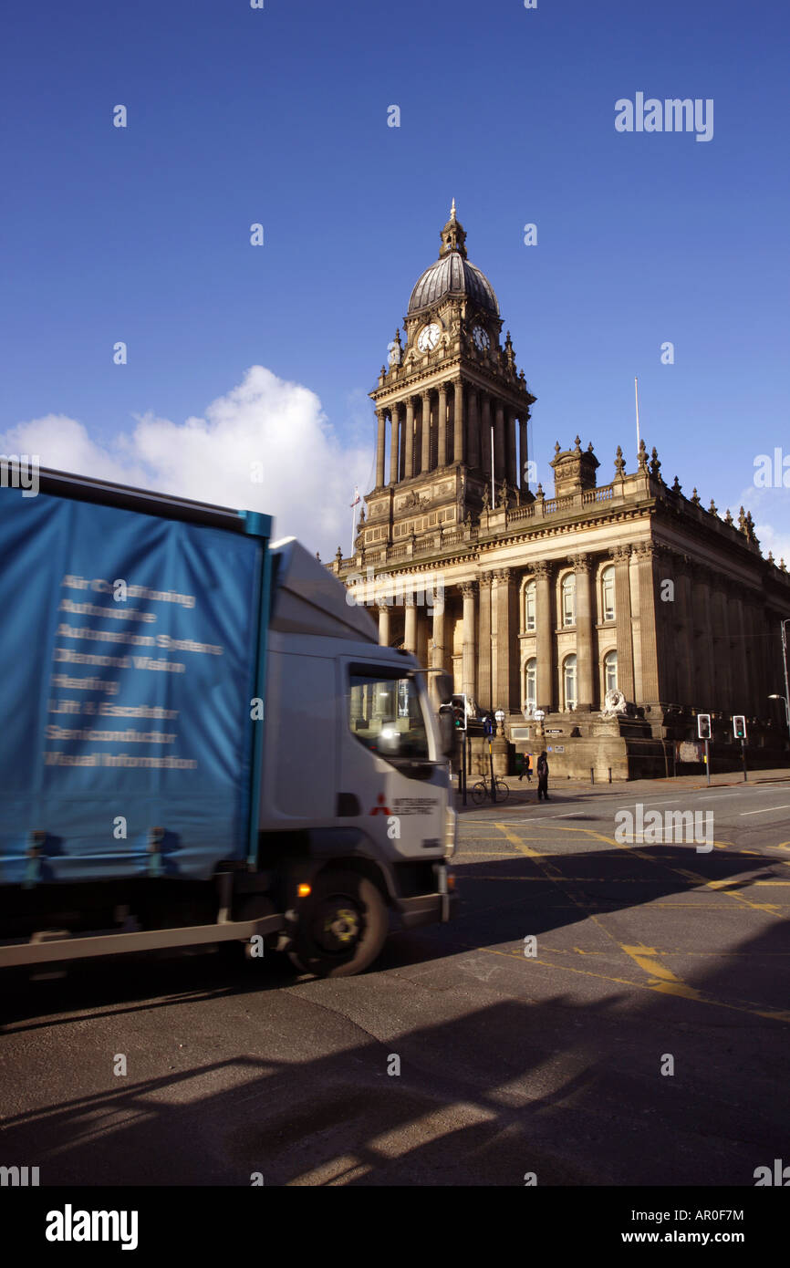 lorry travelling past leeds town hall built in 1858 designed by ...