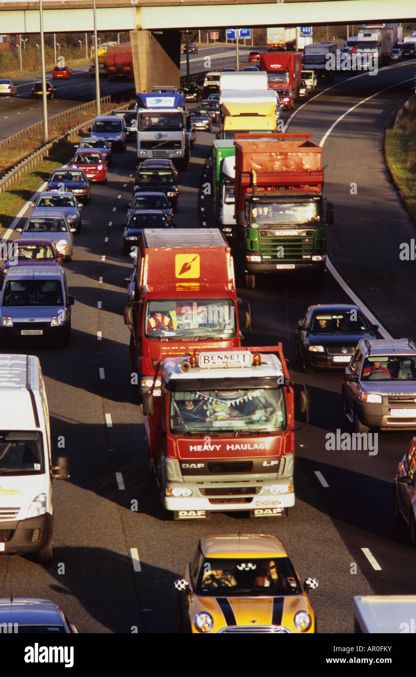 traffic jam on the M62 motorway Leeds Yorkshire UK Stock Photo - Alamy