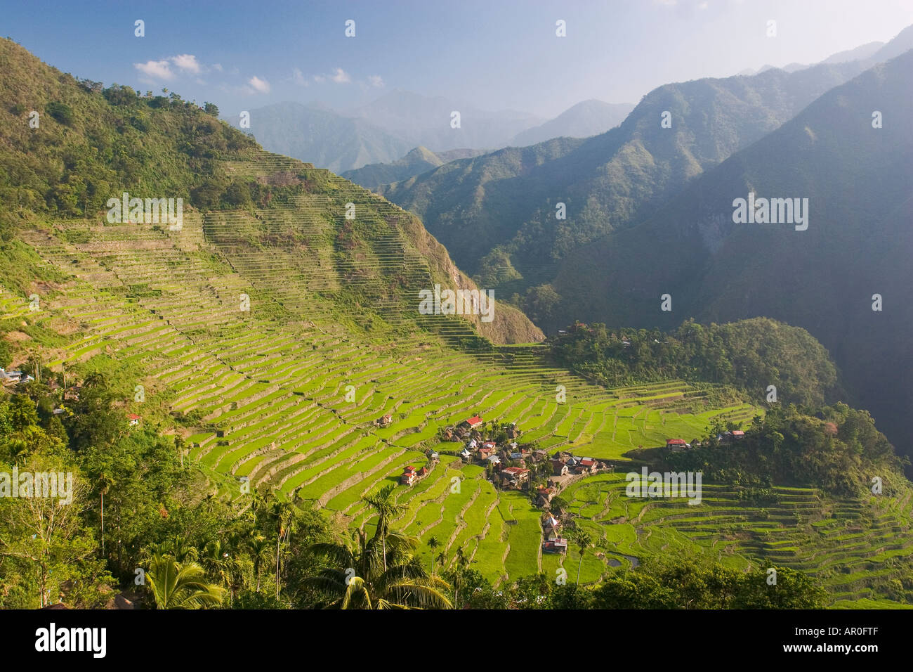 The pictoresque village of Batad in the first morning light Luzon The ...