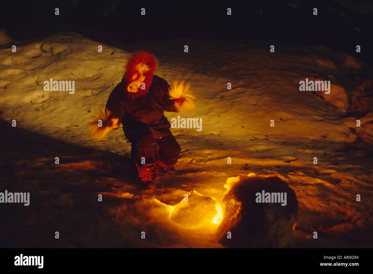 Alaskan Native Inupiat Eskimo Wearing Mask @ Fire Alaska Stock Photo ...