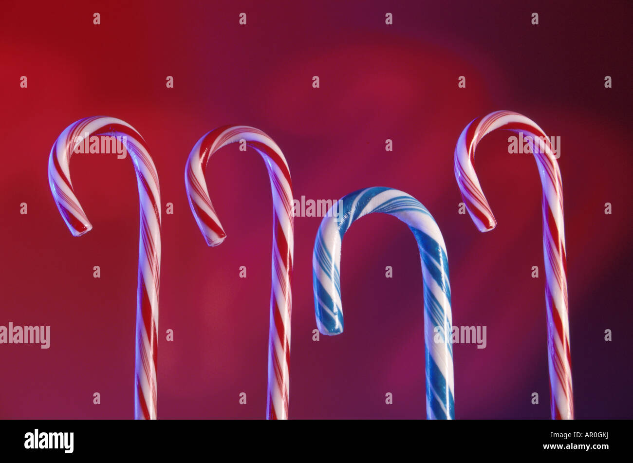 Four Candy Canes in a Row Studio Still life Stock Photo - Alamy