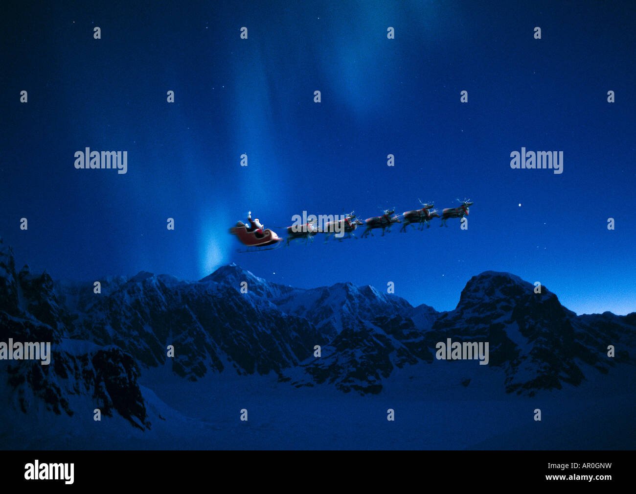 Santa Sleigh Reindeer Flying Over High Resolution Stock Photography and Images - Alamy