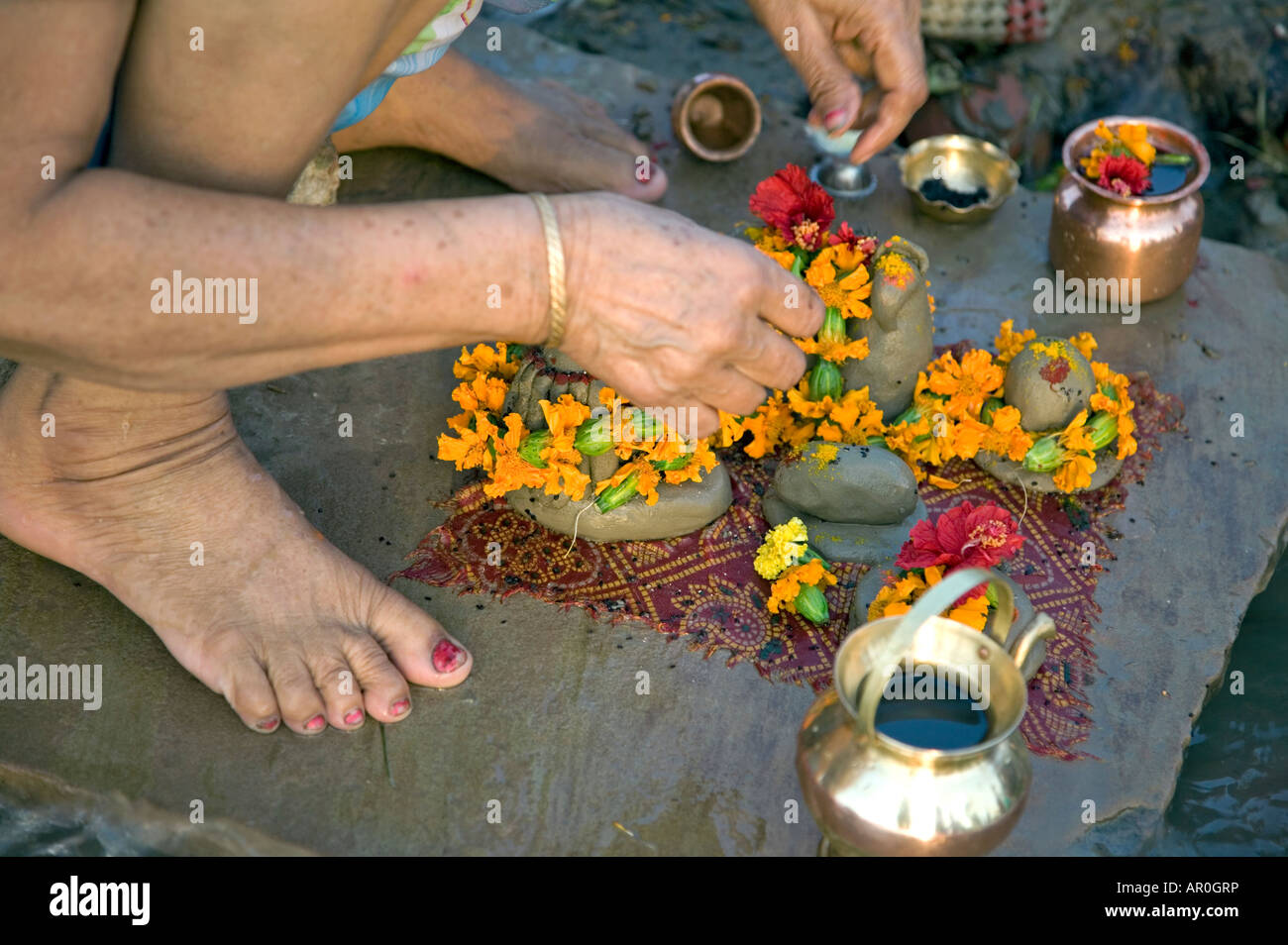 Puja ritual ceremony. Shivala Ghat. Ganges river. Varanasi. India Stock ...