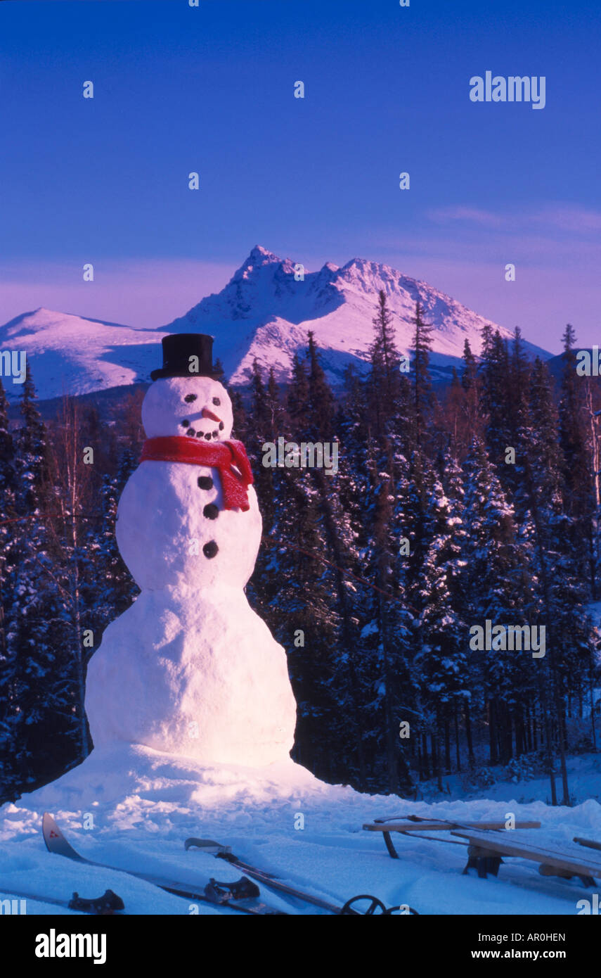 Snowman Chugach Mountains Southcentral Alaska Winter/nwith & w/o couple ...