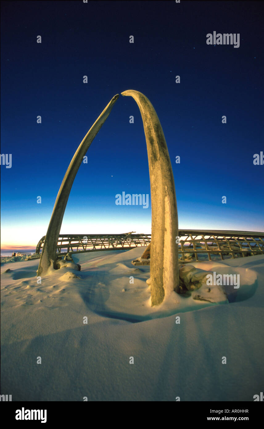 Sunset Arctic Ocean Whale Bone Monument Barrow Alaska Umiak boat Winter ...