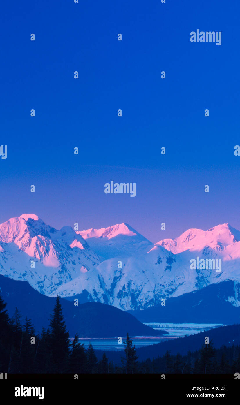 Alpenglow Over Chuchagch Mts Turnagain Arm SC AK Stock Photo - Alamy