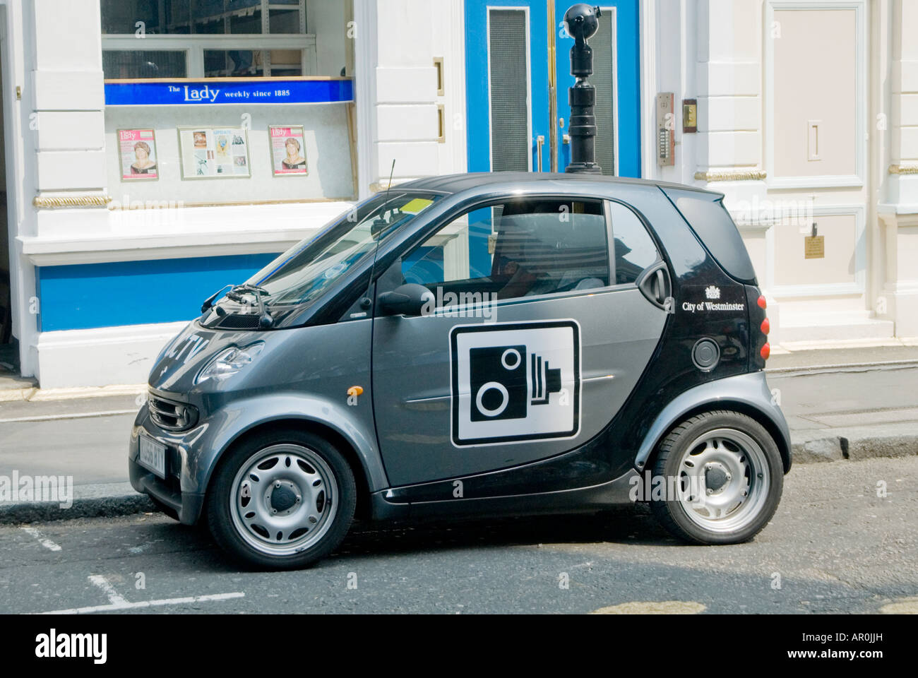 Smart car fitted with a CCTV camera on an extendable pole working in ...