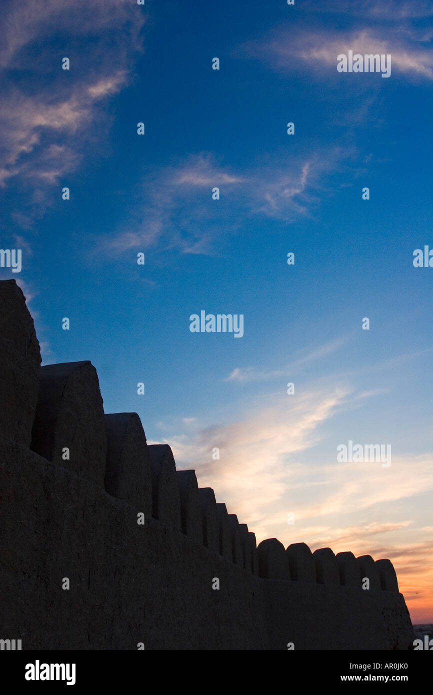 Silhouette of Khiva walls at sunset Khiva Uzbekistan Stock Photo - Alamy